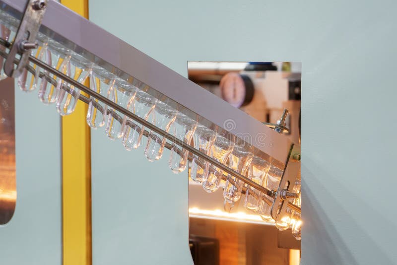 Conveyor Belt Deliver Preform Shape Blow Mold Machine Stock Photos ...