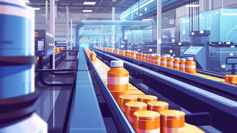 A Conveyor Belt Filled with Products Moving Smoothly through the ...