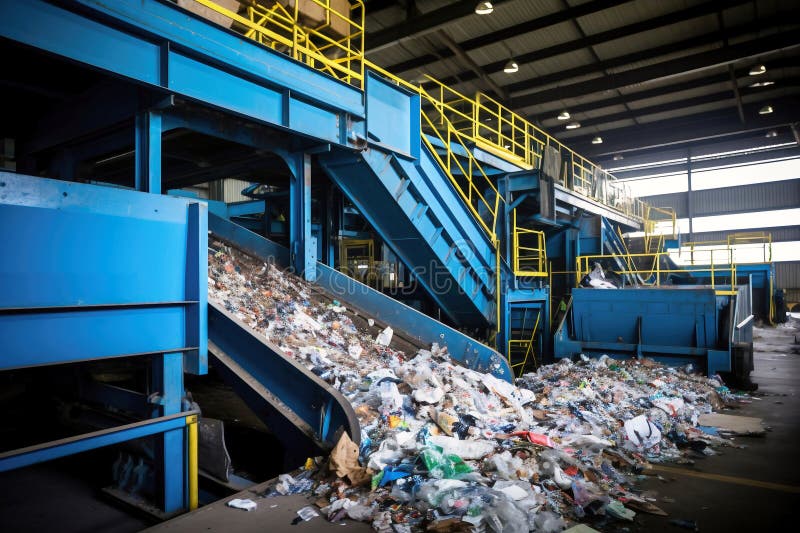 A Conveyor Belt Full of Garbage in a Factory. Plant for the Processing ...