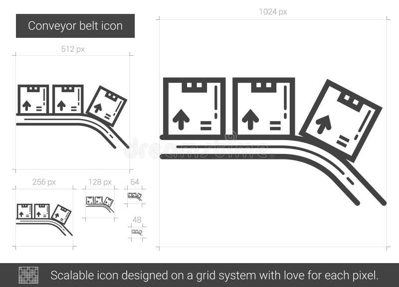Conveyor line icon. stock vector. Illustration of machinery - 93878590