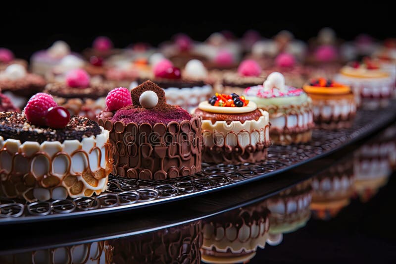 Conveyor Belt with Many Cakes on it Stock Illustration - Illustration ...