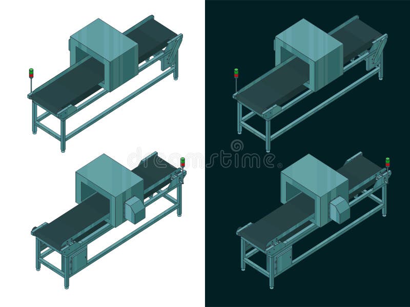 Conveyor Belt with a Metal Detector Color Isometric Blueprints Stock ...
