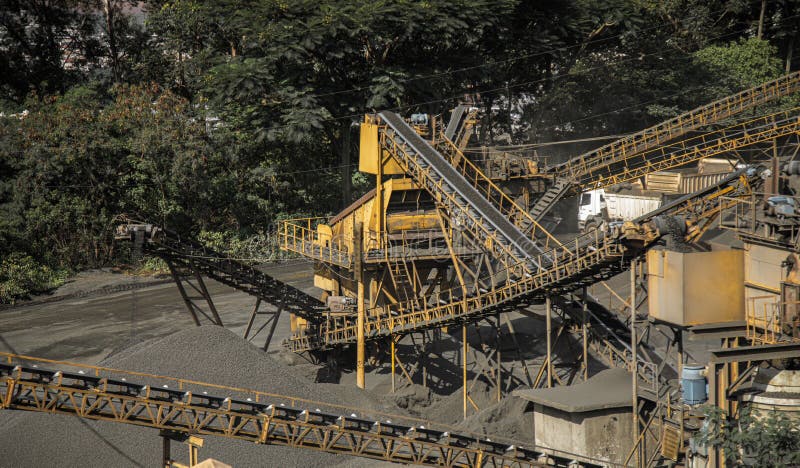Conveyor Belt Mine Line Rock Transport Stock Photo - Image of mining ...