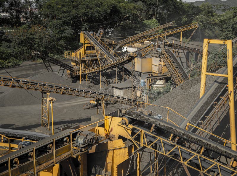 Conveyor Belt Mine Line Rock Transport Stock Photo - Image of equipment ...