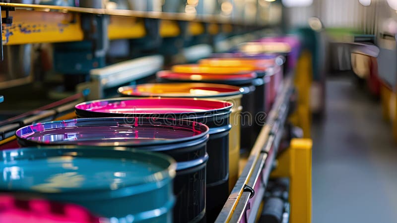 A Conveyor Belt Moves Drums of Freshlyproduced Ink through a Quality ...