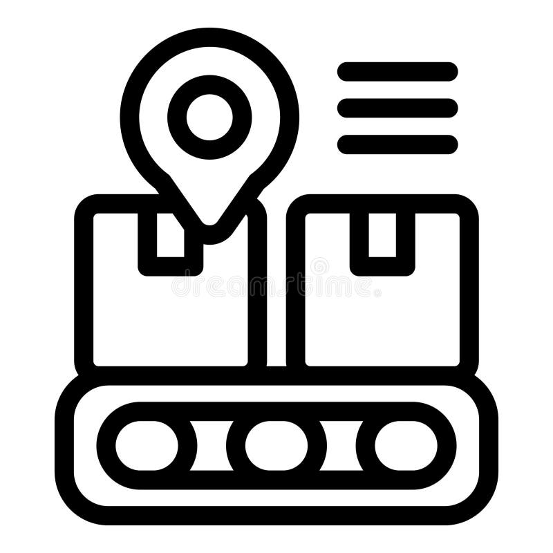 Conveyor Belt Moving Boxes with Location Pin Representing Global ...