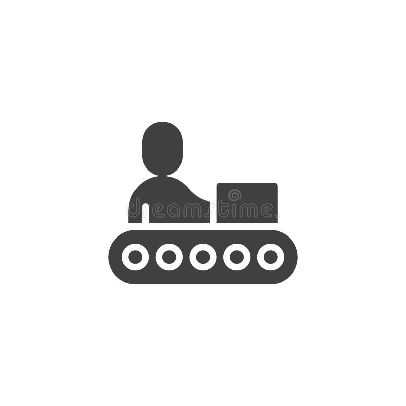 Box Loading on Conveyor Belt Line Icon Stock Vector - Illustration of ...