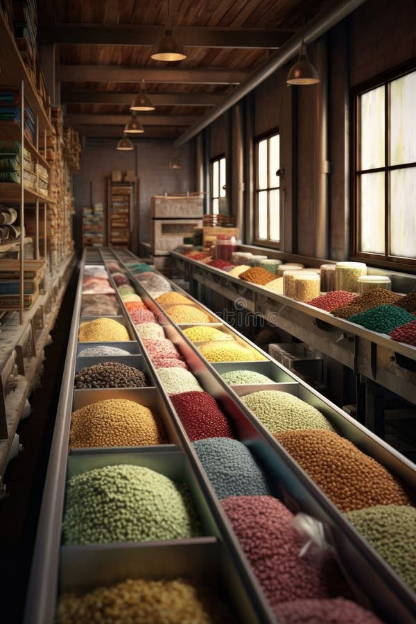 Conveyor Belt with Packaged Goods in Factory Stock Illustration ...