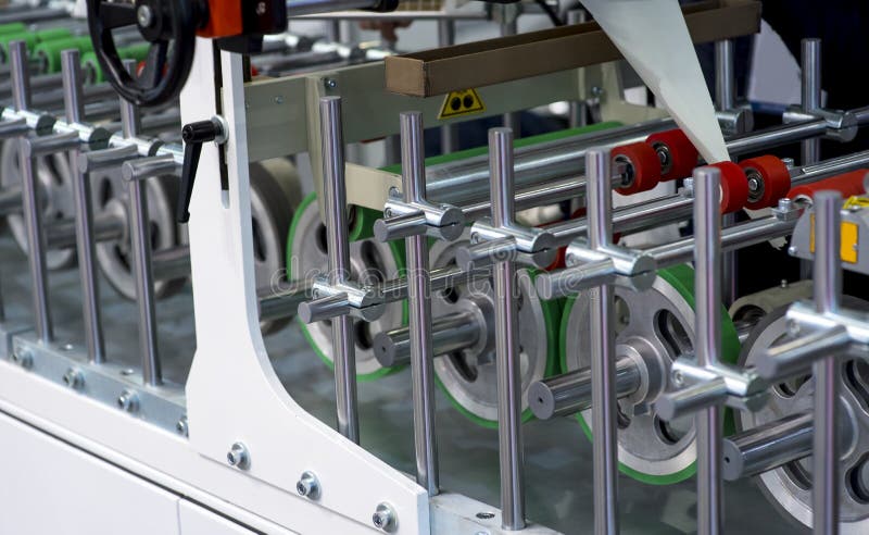 Conveyor Belt of Packaging Folding Machine at Print Factory Stock Photo ...