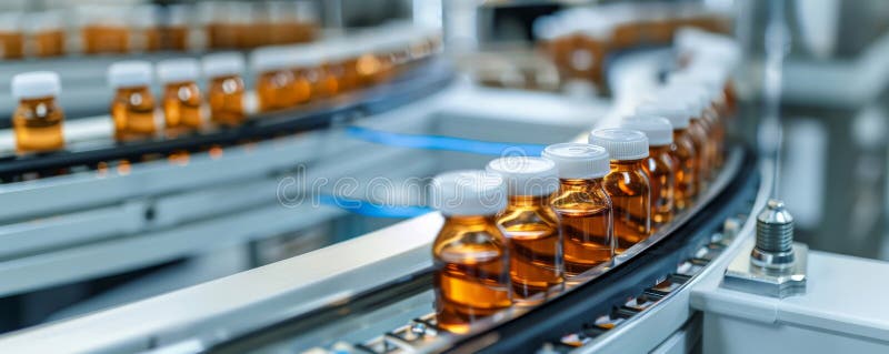 A Conveyor Belt in a Pharmaceutical Research Lab, with Test Tubes and ...