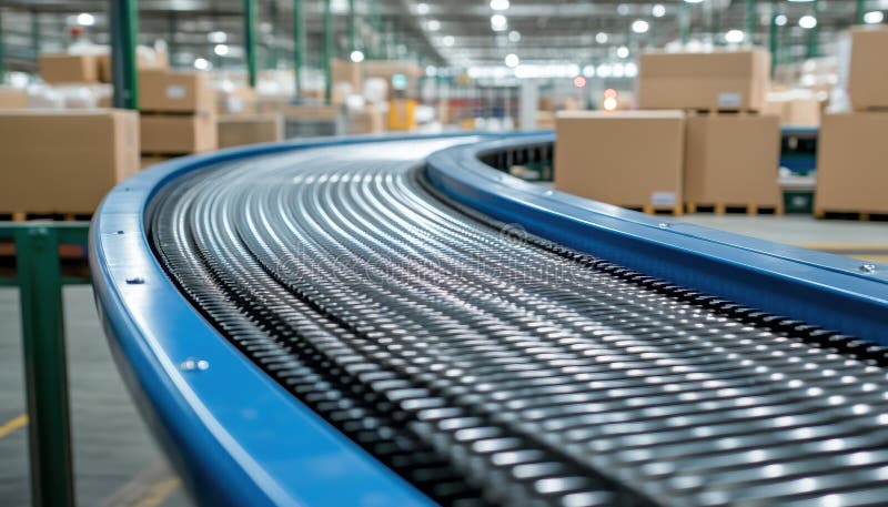 343 Warehouse Conveyor Belt System Package Handling Distribution Stock ...