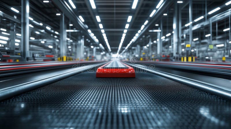 Conveyor Belt System in a Modern Industrial Factory Stock Illustration ...