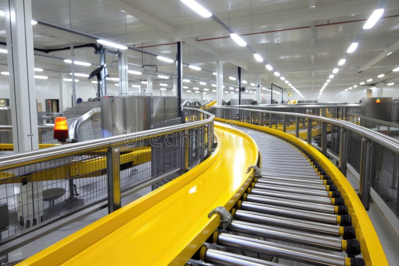 Conveyor Belt System in Motion in a Distribution Warehouse Stock ...