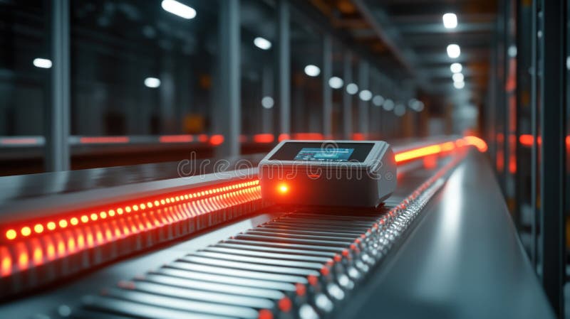 Conveyor Belt with Tablet stock image. Image of equipment - 370217253