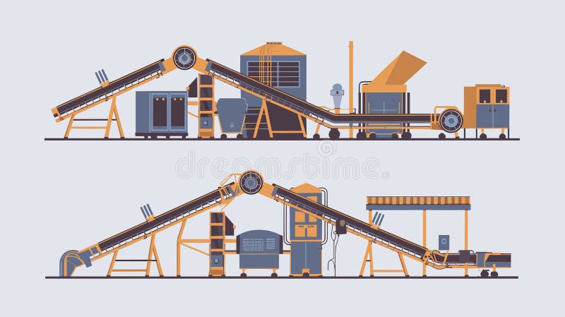 Conveyor Belt Top and Side View, Industrial Empty Processing Production ...