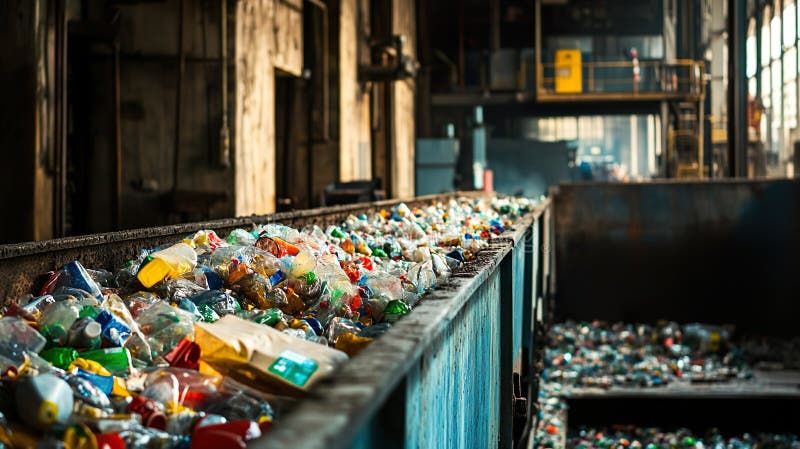 Conveyor Belt Transport Modern Waste Trash Recycling Processing Plant ...