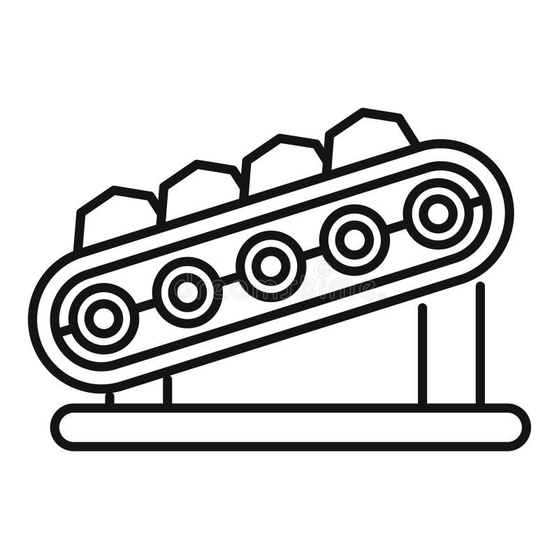 Conveyor Belt Transporting Coal from Mine Line Icon Stock Illustration ...
