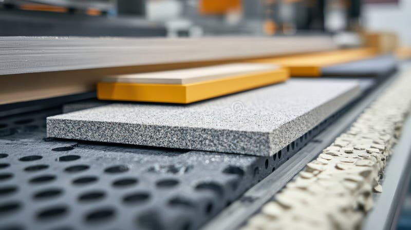 Conveyor Belt Transporting Construction Materials in a Factory Stock ...