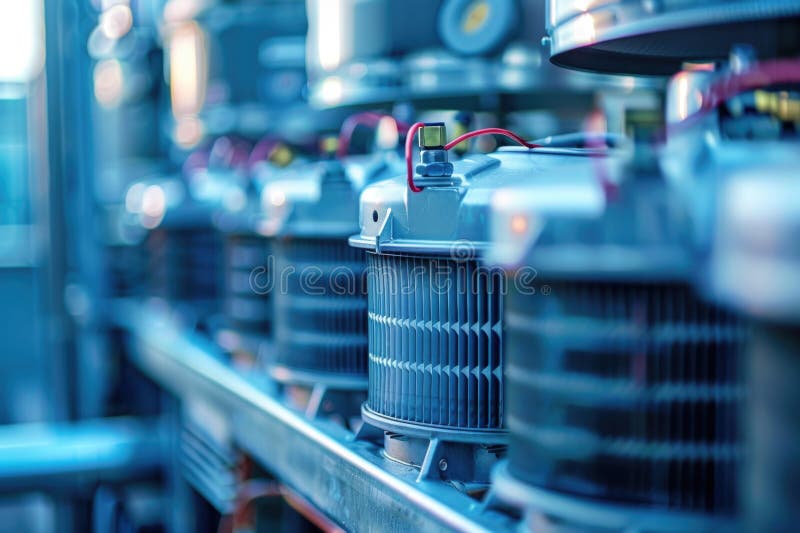 Conveyor Belt Transporting Rows of Cooling Fans in a Factory Setting ...