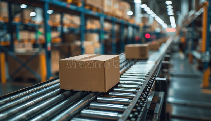 A Conveyor Belt in a Warehouse with Boxes on it by AI Generated Image ...