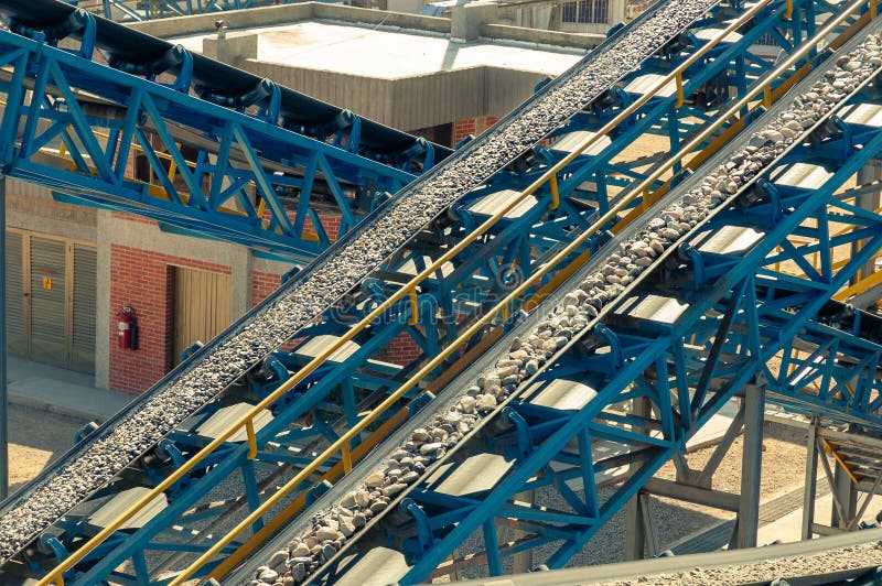 Conveyor Belts in Concrete Aggregates Plant Stock Image - Image of ...