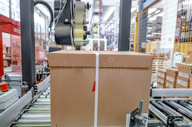 Packing Line - Conveyor Belts Inside a Logistics Warehouse Stock ...