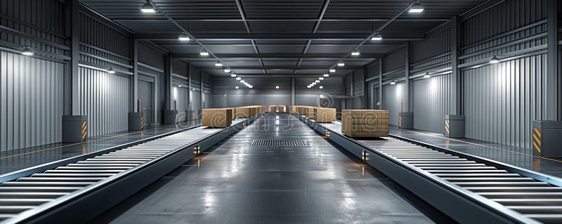 Conveyor Belts in a Modern Warehouse Stock Image - Image of automation ...