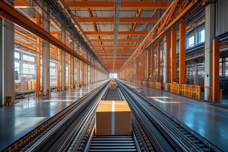 Conveyor Belts Moving Packages in a Modern Automated Warehouse Setting ...