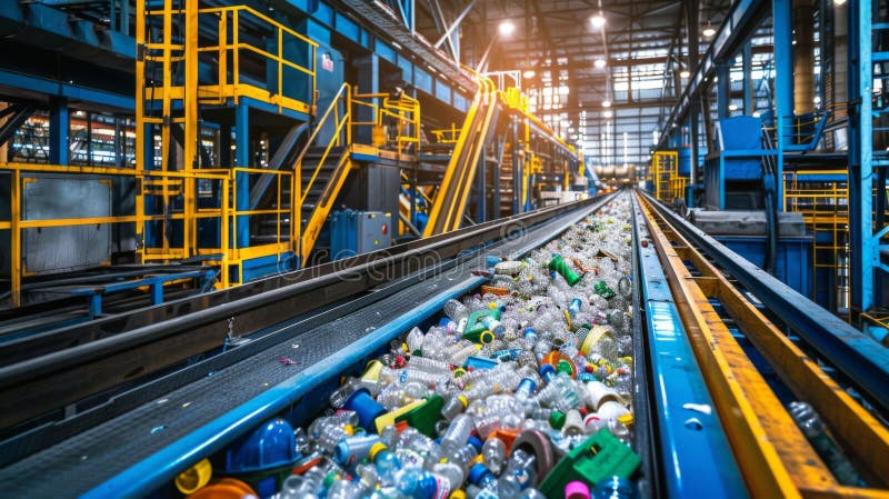 Recycling Center Processes Plastic Materials during Daylight Hours ...