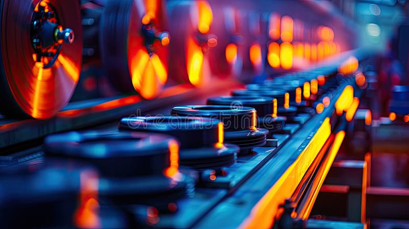 Conveyor with Car Spare Parts. Selective Focus Stock Photo - Image of ...