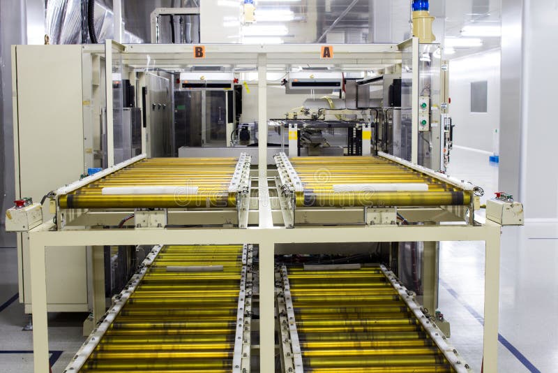 The Conveyor Chain, and Conveyor Belt on Production Line in Clean Room ...