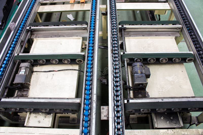 The Conveyor Chain, and Conveyor Belt is on Production Line. Stock ...