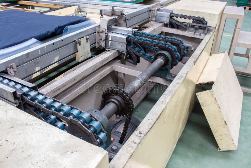 The Conveyor Chain Drive Shaft in Factory Stock Photo - Image of ...