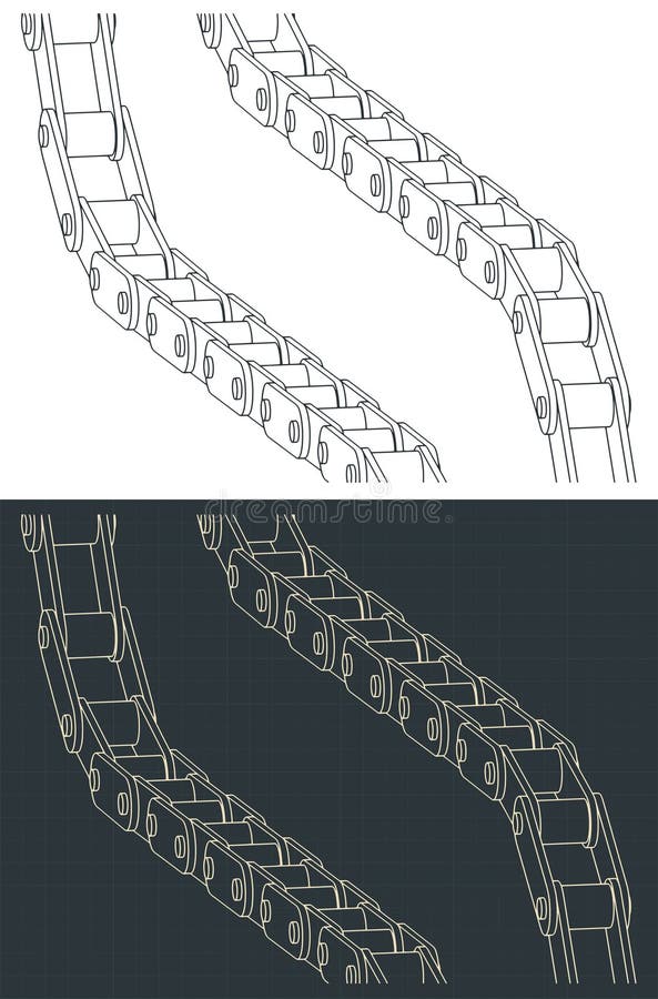 Conveyor Chain Isometric Blueprints Stock Illustration - Illustration ...