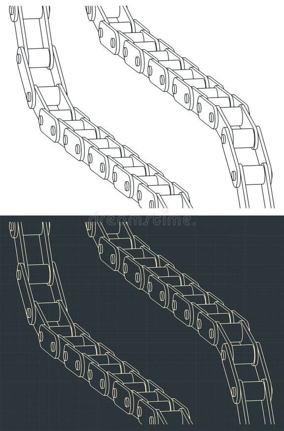 Conveyor Chain Isometric Blueprints Stock Illustration - Illustration ...