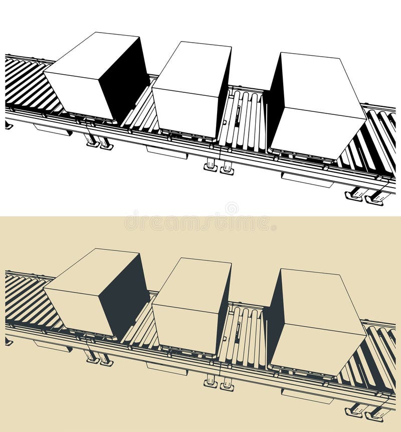 Conveyor Line with Boxes on Pallets Illustrations Stock Illustration ...