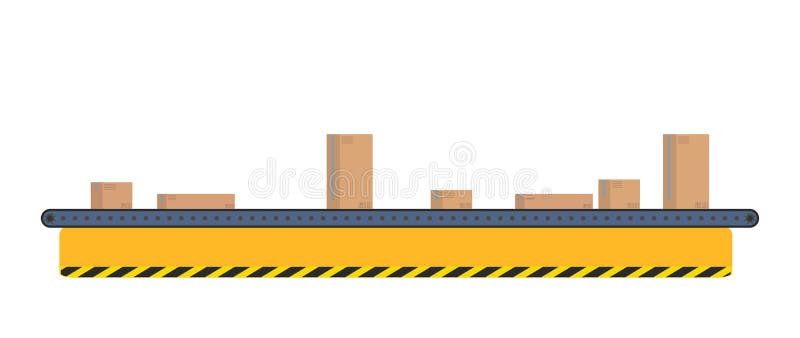Conveyor Line with Boxes. Conveyor System in Flat Design. Vector ...