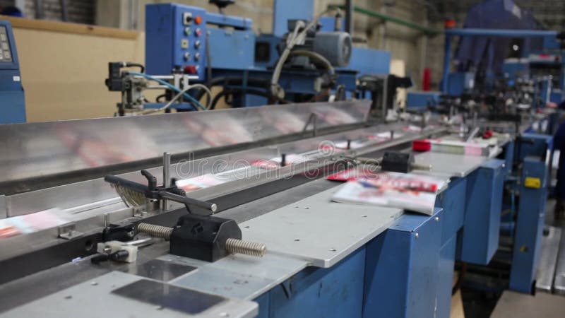 Conveyor Line with Moving Production at Printing Stock Video - Video of ...