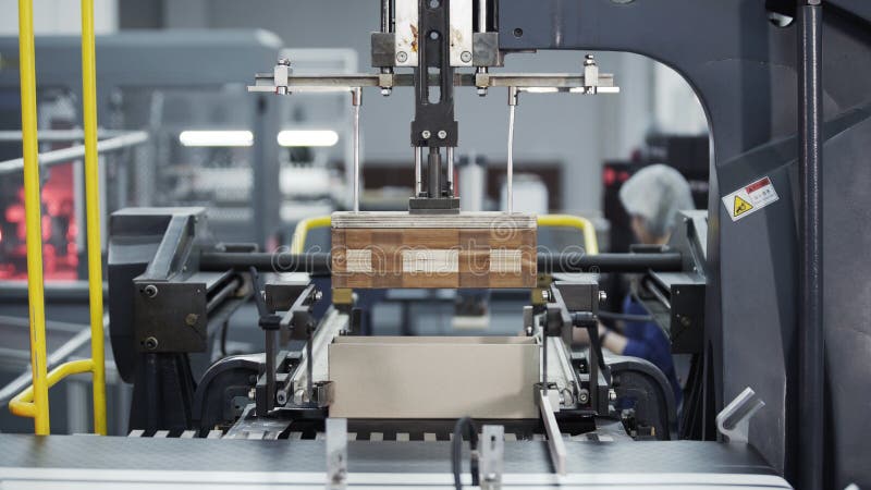 Conveyor Line for the Production of Boxes. Machine Carves and Bends ...