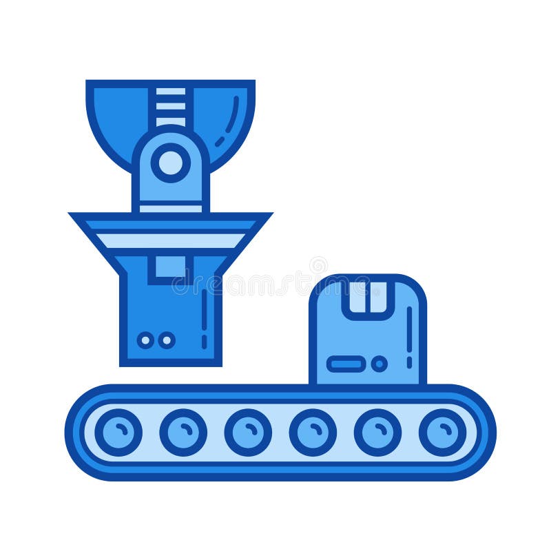 Conveyor line icon. stock vector. Illustration of machinery - 93878590