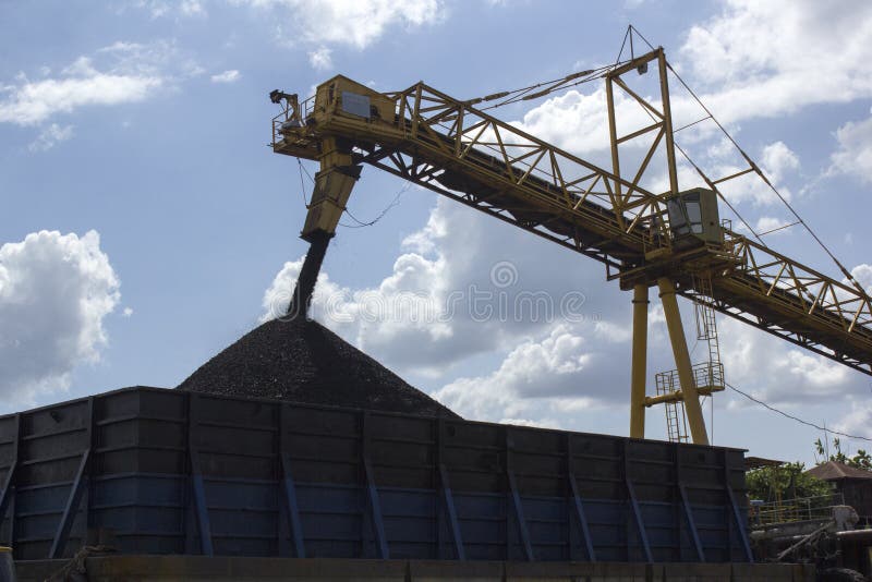 Loading Process on Jetty Conveyor Stock Photo - Image of load, rust ...