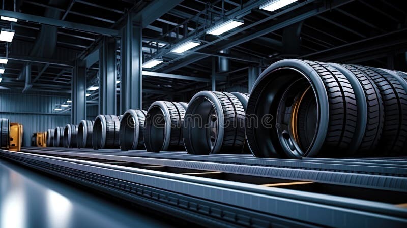 Conveyor for the Manufacture of Car Tires Stock Illustration ...
