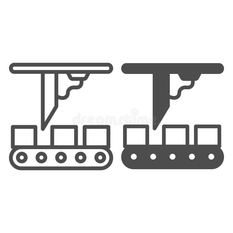 Conveyor with Plank Cutting Machine Line and Solid Icon, Forest ...