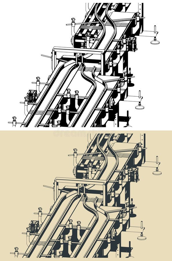 Conveyor Production Line Close-up Illustrations Stock Vector ...