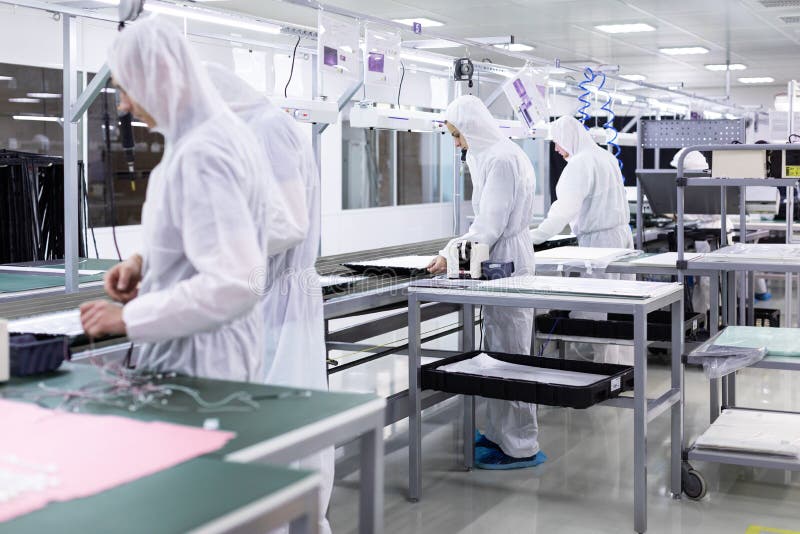 Minsk, Belarus - May 08, 2018: Workshop for Assembring Televisions ...