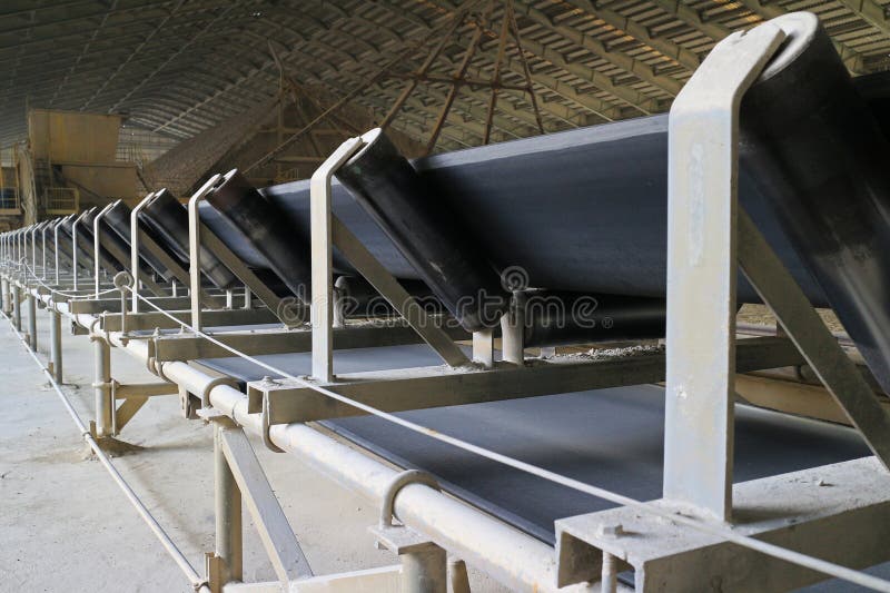 Conveyor Roller of Rubber Belt for Crushing Rock Stock Image - Image of ...