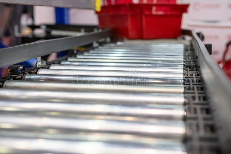 Conveyor Rollers Close-up. Modern Roller Conveyor Stock Photo - Image ...