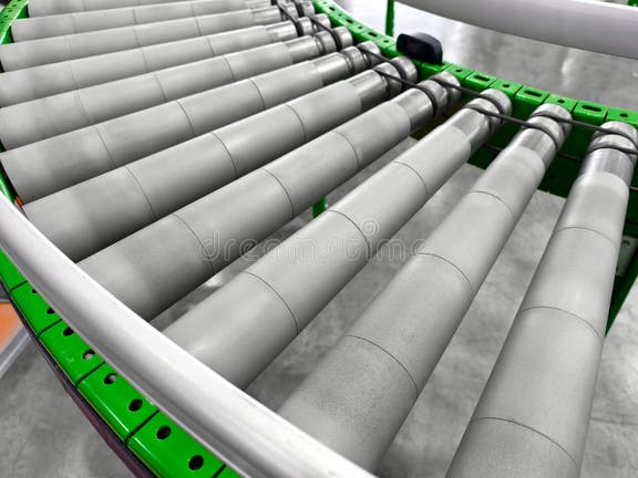Conveyor Rollers in an Industrial Setting Showcasing Efficient Material Handling Systems Stock ...