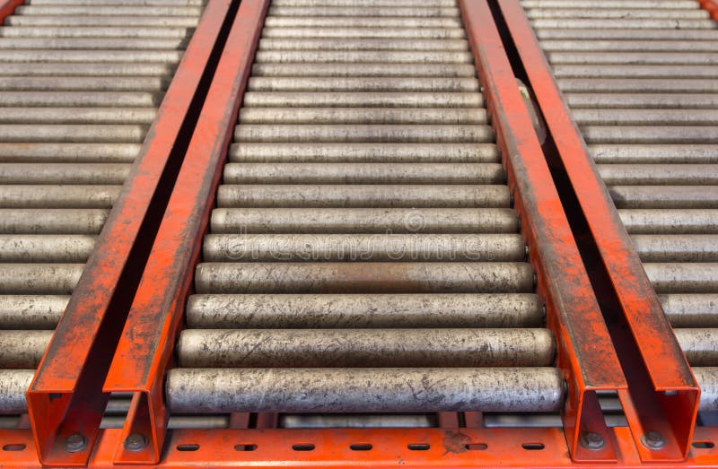 Conveyor Rollers Transport System Stock Photo - Image of factory ...