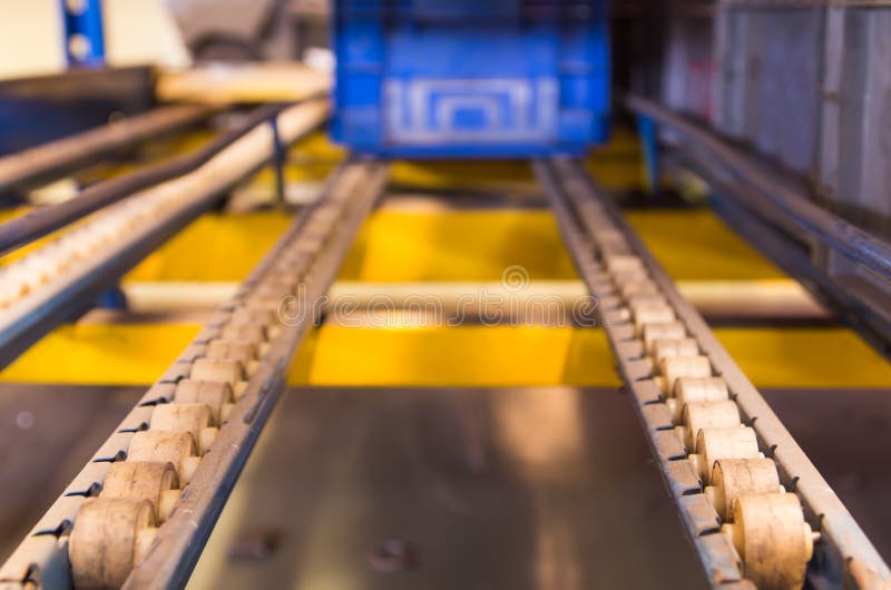 Conveyor Rollers Transport System Stock Photo - Image of line, factory ...